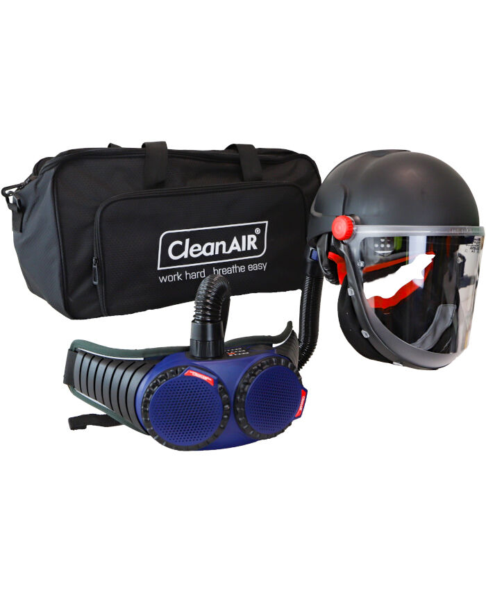 CleanAIR Helmet with flip-up Cylindrical visor and AerGo PAPR with P3 ...